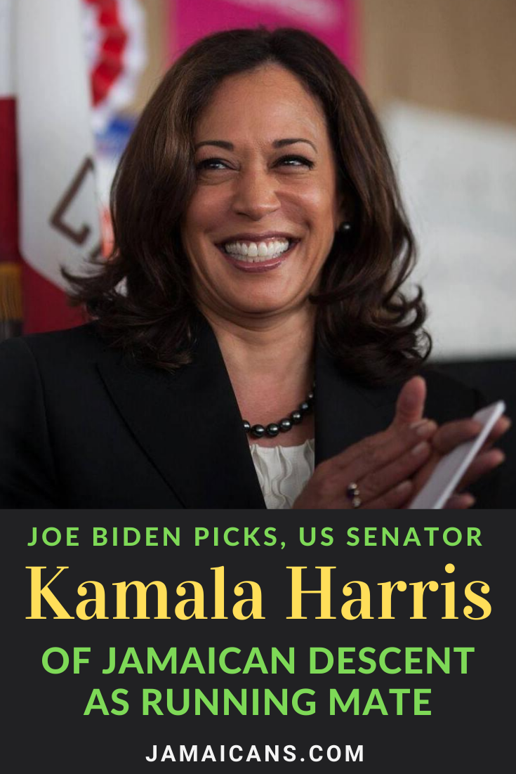 Joe Biden Picks Kamala Harris, US Senator of Jamaican Descent, as ...